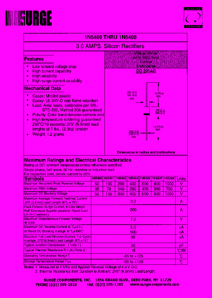 1N5408_575893.PDF Datasheet Download --- IC-ON-LINE