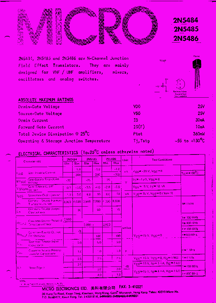 2N5486_737815.PDF Datasheet Download --- IC-ON-LINE