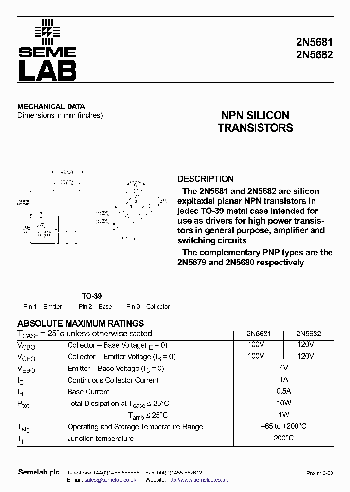 2N5682_709188.PDF Datasheet Download --- IC-ON-LINE