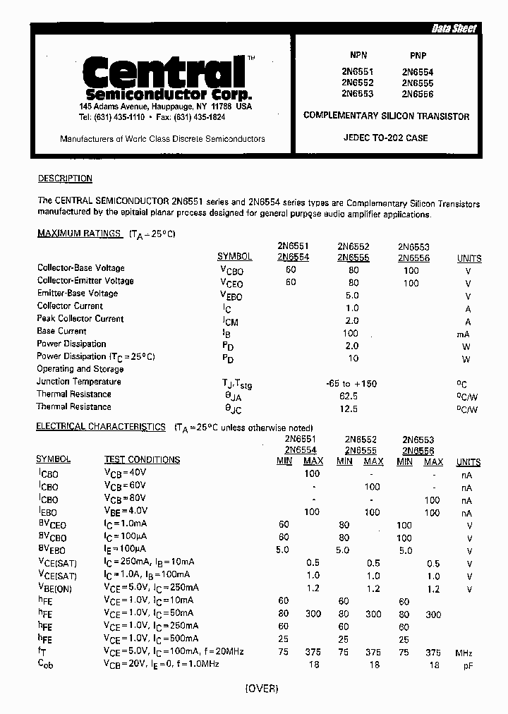 2N6551_186083.PDF Datasheet Download --- IC-ON-LINE