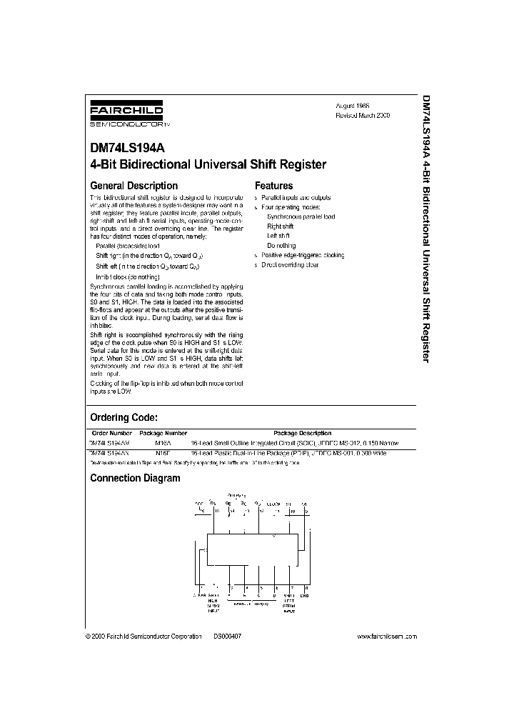 74LS194_193440.PDF Datasheet Download --- IC-ON-LINE