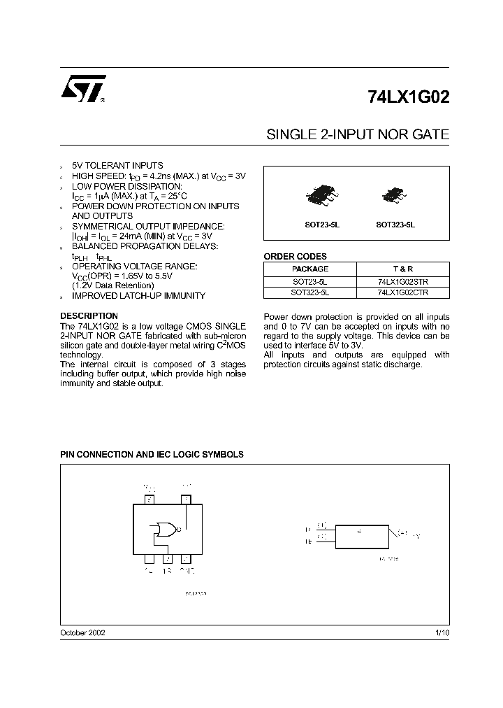 74LX1G02_589084.PDF Datasheet Download --- IC-ON-LINE