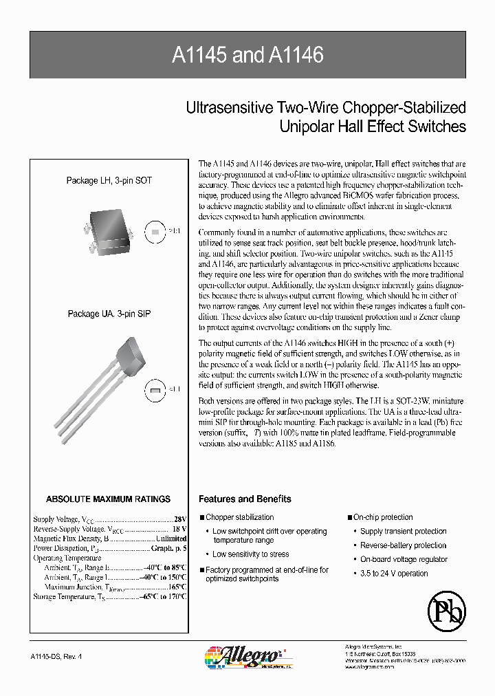A1145ELHLT-T_753826.PDF Datasheet Download --- IC-ON-LINE