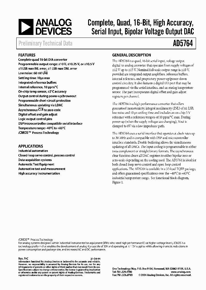 AD5764BSU_671451.PDF Datasheet Download --- IC-ON-LINE