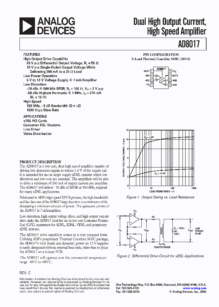 AD8017ARZ-REEL_721132.PDF Datasheet Download --- IC-ON-LINE