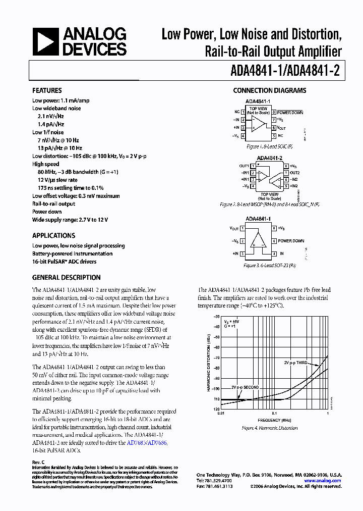 ADA4841-1YRJZ-RL_711755.PDF Datasheet Download --- IC-ON-LINE
