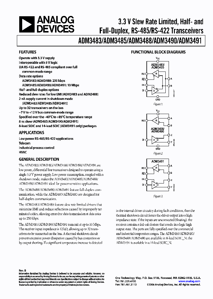 ADM3490_671011.PDF Datasheet Download --- IC-ON-LINE