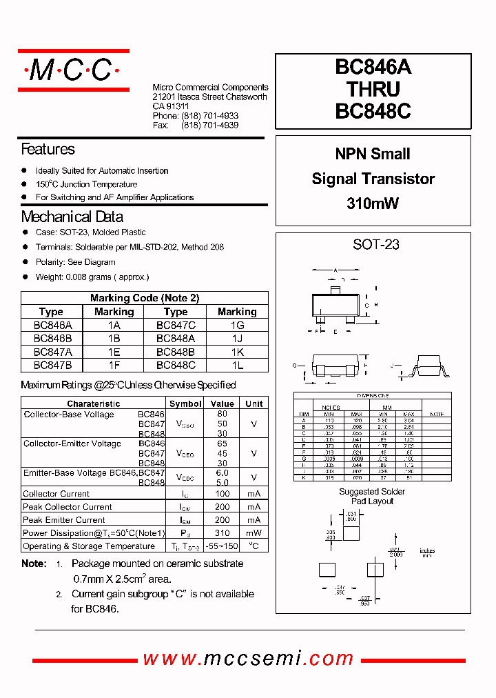BC847C_432002.PDF Datasheet Download --- IC-ON-LINE