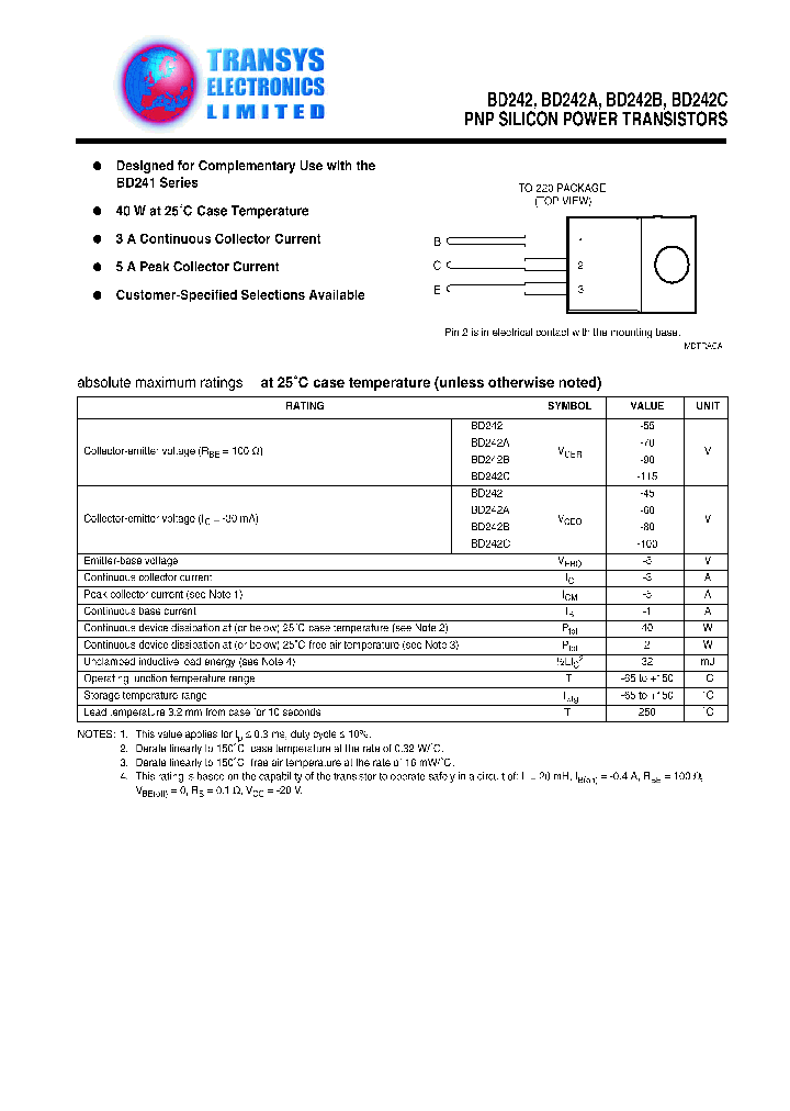 BD242_562724.PDF Datasheet Download --- IC-ON-LINE