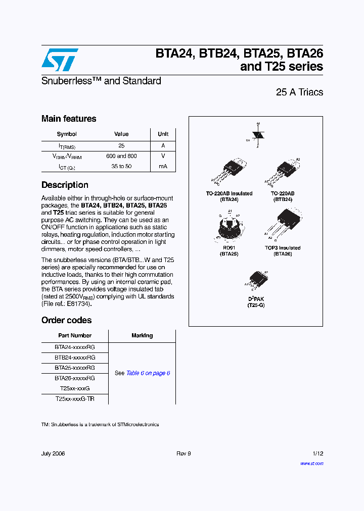 BTB25-600CW_568856.PDF Datasheet Download --- IC-ON-LINE
