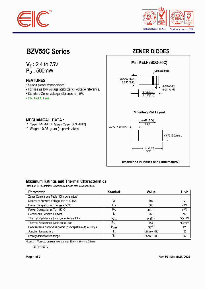 BZV55C10_582384.PDF Datasheet Download --- IC-ON-LINE