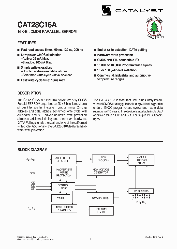 CAT28C16A04_753068.PDF Datasheet Download --- IC-ON-LINE