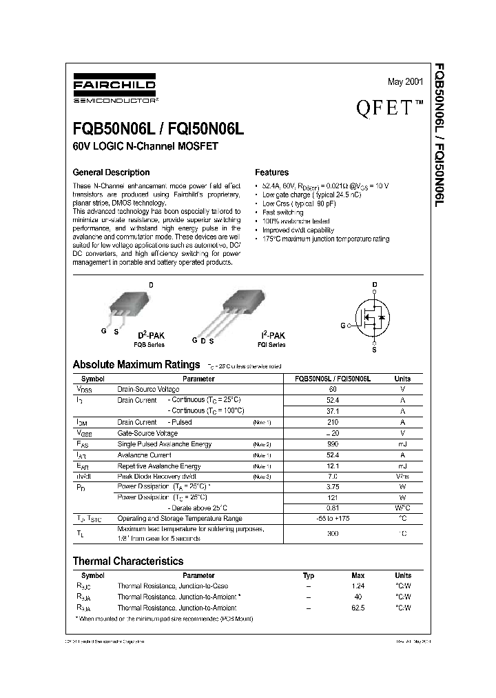 FQB50N06L_743567.PDF Datasheet Download --- IC-ON-LINE