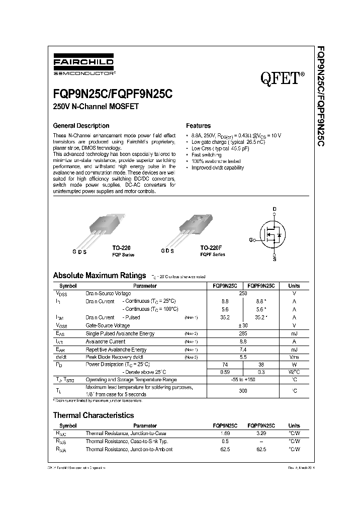 FQPF9N25C_581171.PDF Datasheet Download --- IC-ON-LINE