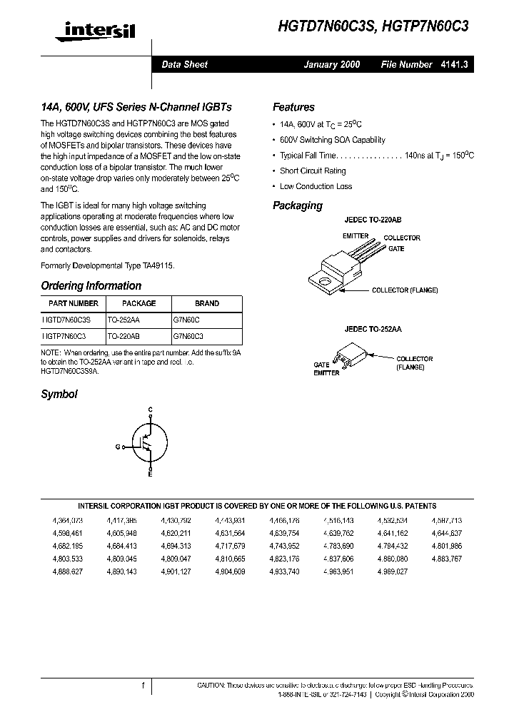 HGTD7N60C3S_35745.PDF Datasheet Download --- IC-ON-LINE