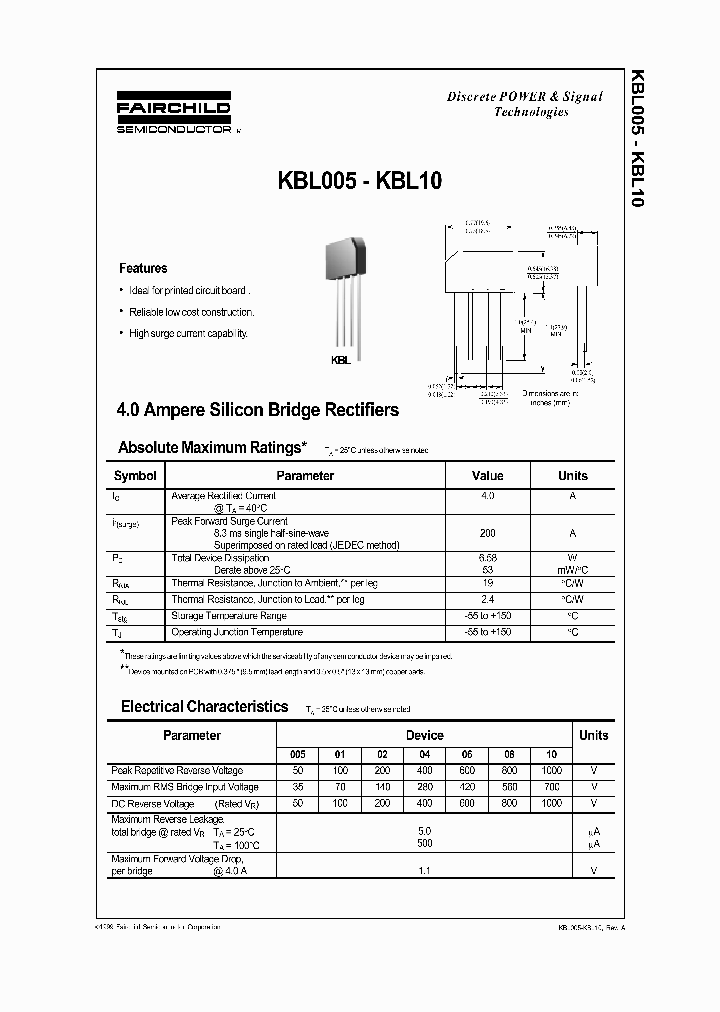 KBL005_620185.PDF Datasheet Download --- IC-ON-LINE