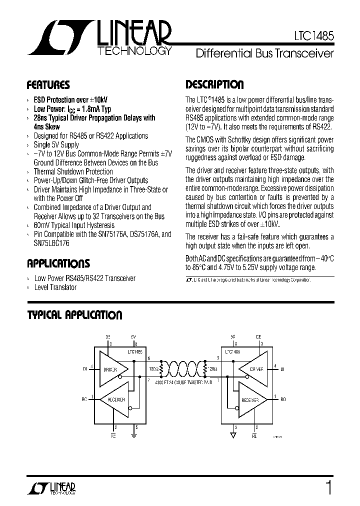 LTC1485_577494.PDF Datasheet Download --- IC-ON-LINE