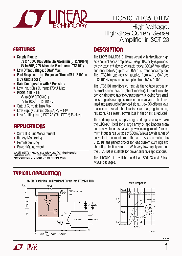 LTC6101_398143.PDF Datasheet Download --- IC-ON-LINE