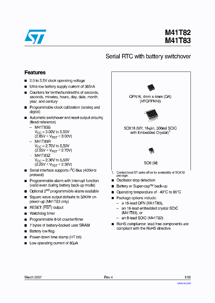 M41T82_730751.PDF Datasheet Download --- IC-ON-LINE