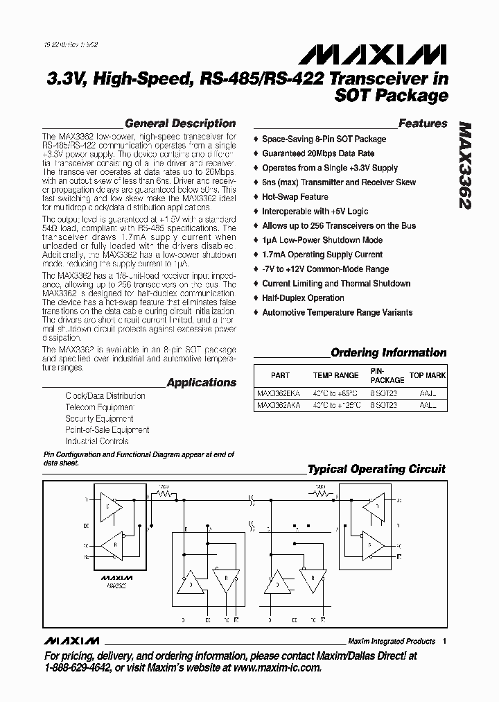 MAX3362_299049.PDF Datasheet Download --- IC-ON-LINE