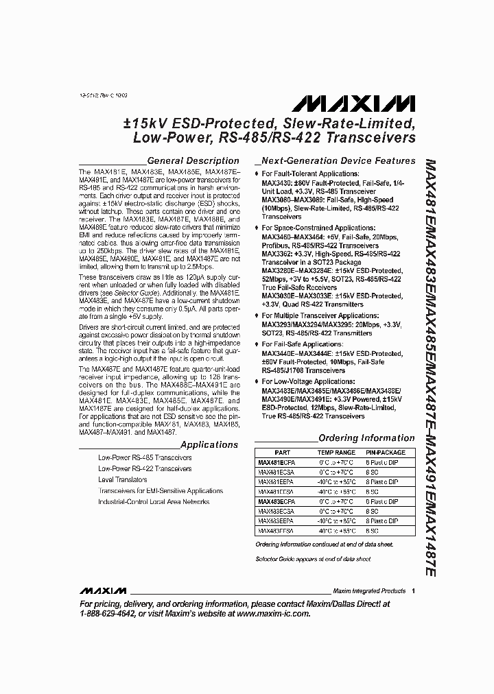 MAX481E03_732922.PDF Datasheet Download --- IC-ON-LINE