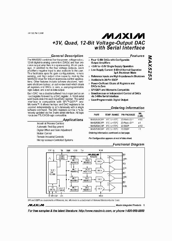 MAX5253_113804.PDF Datasheet Download --- IC-ON-LINE