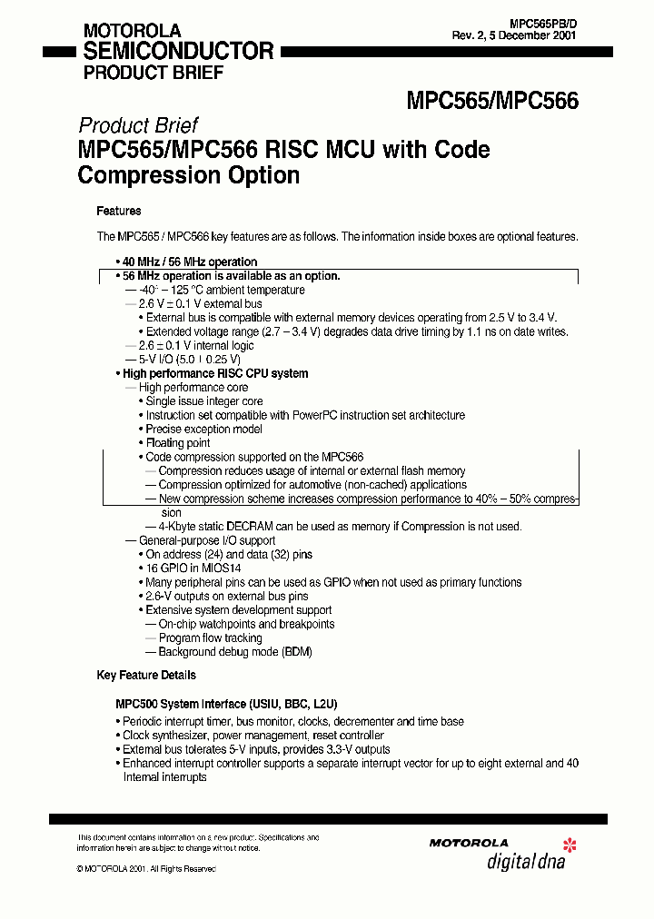 MPC565CZP40_612635.PDF Datasheet Download --- IC-ON-LINE