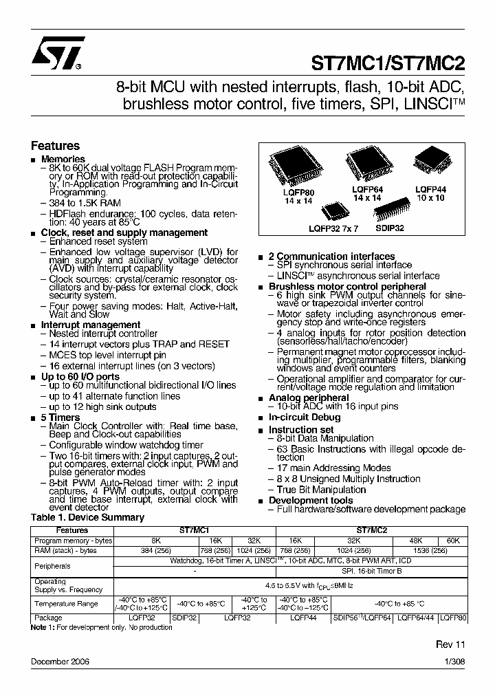 ST7FMC2S4TC_610295.PDF Datasheet Download --- IC-ON-LINE