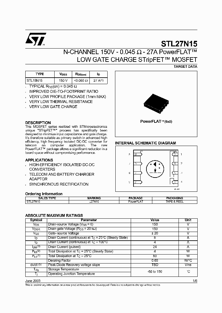 STL27N15_796351.PDF Datasheet Download --- IC-ON-LINE