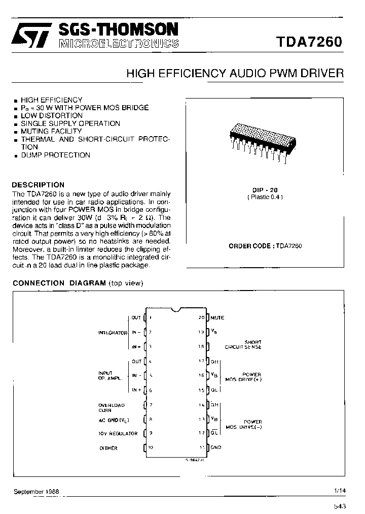 TDA7260_588214.PDF Datasheet Download --- IC-ON-LINE