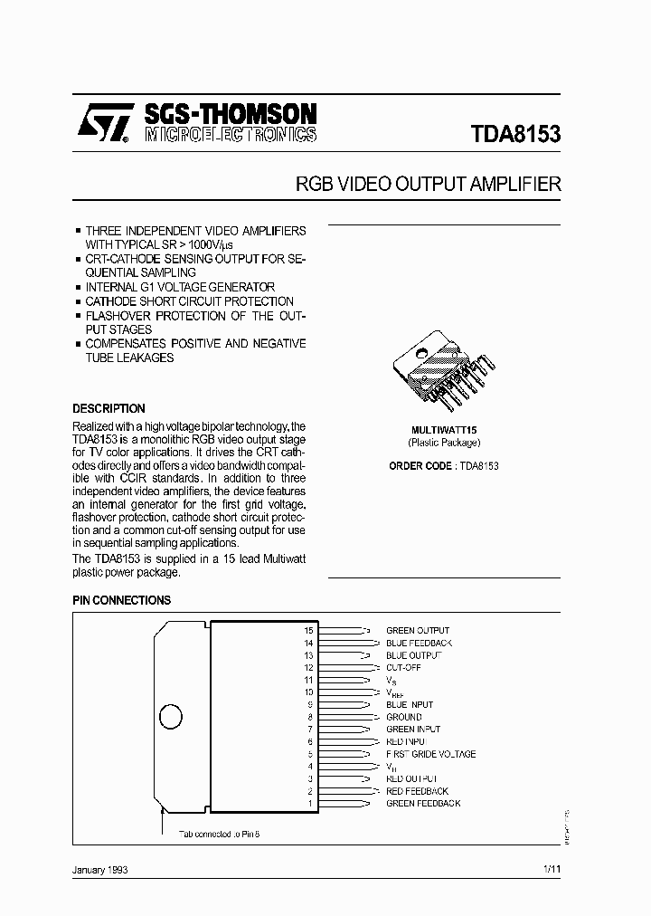 TDA8153_234765.PDF Datasheet Download --- IC-ON-LINE