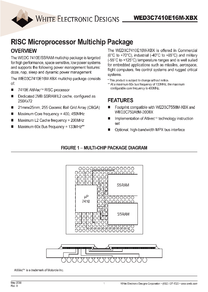 WED3C7410E16M450BC_652360.PDF Datasheet Download --- IC-ON-LINE
