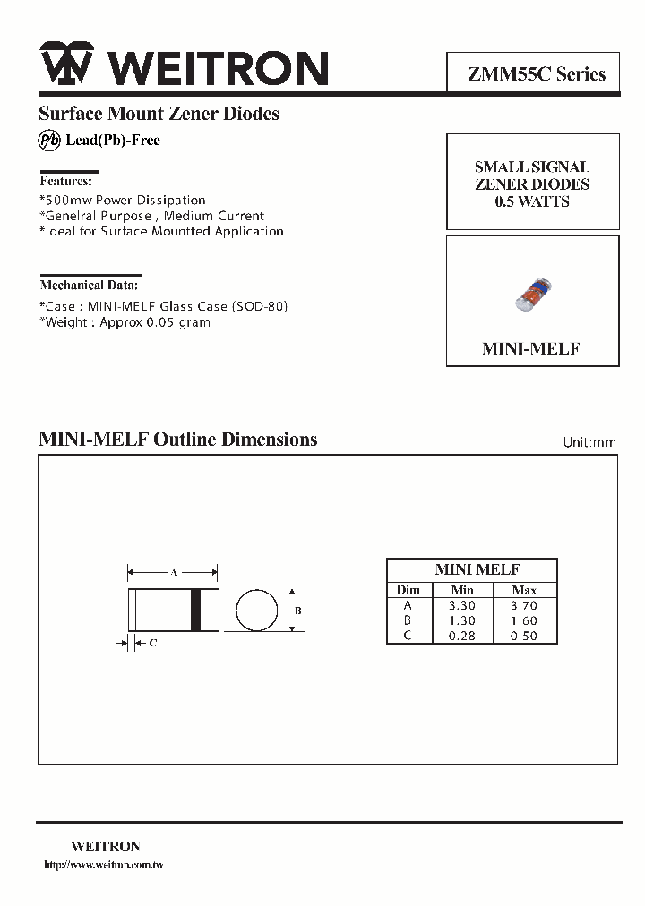 ZMM55C3V3_658289.PDF Datasheet Download --- IC-ON-LINE