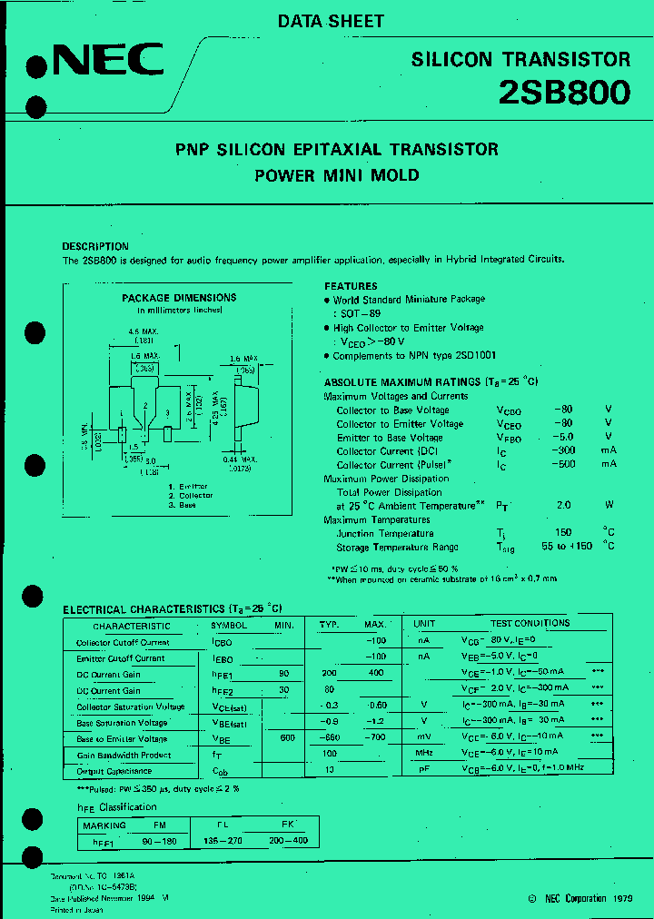 2SB800-T2_931815.PDF Datasheet Download --- IC-ON-LINE