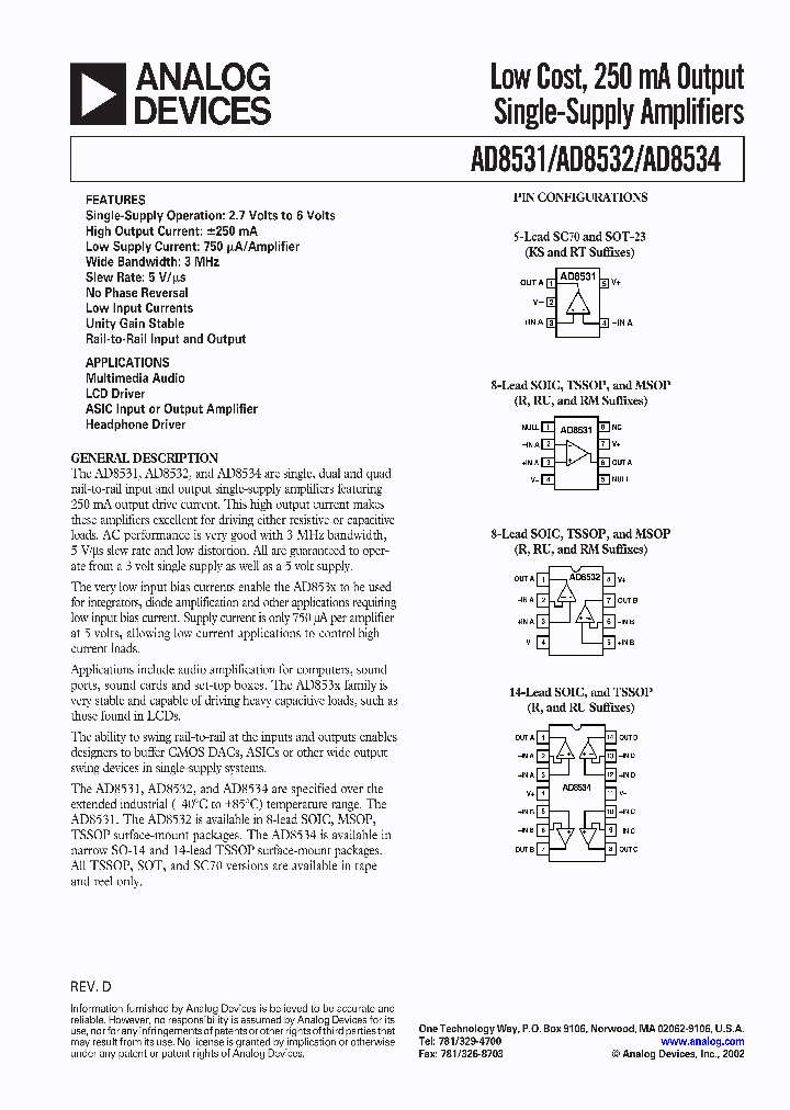 AD8532AR-REEL7_794727.PDF Datasheet Download --- IC-ON-LINE