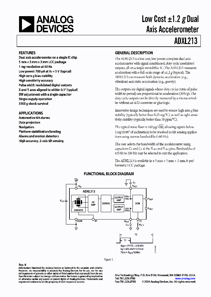ADXL213AE_796545.PDF Datasheet Download --- IC-ON-LINE