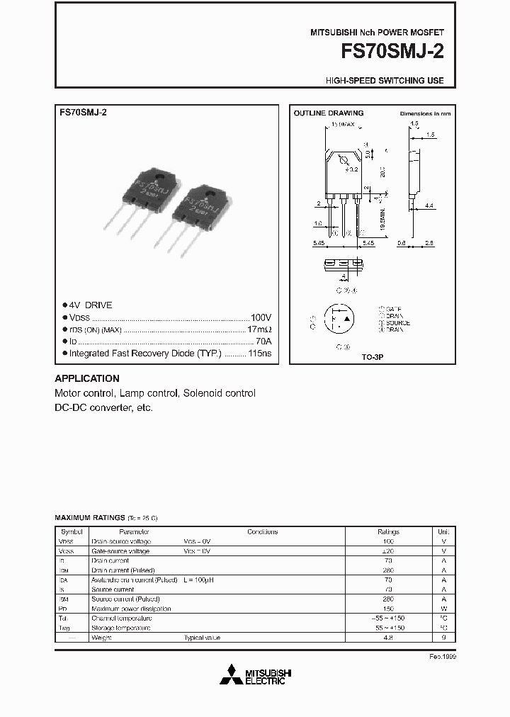FS70SMJ-2_927475.PDF Datasheet Download --- IC-ON-LINE