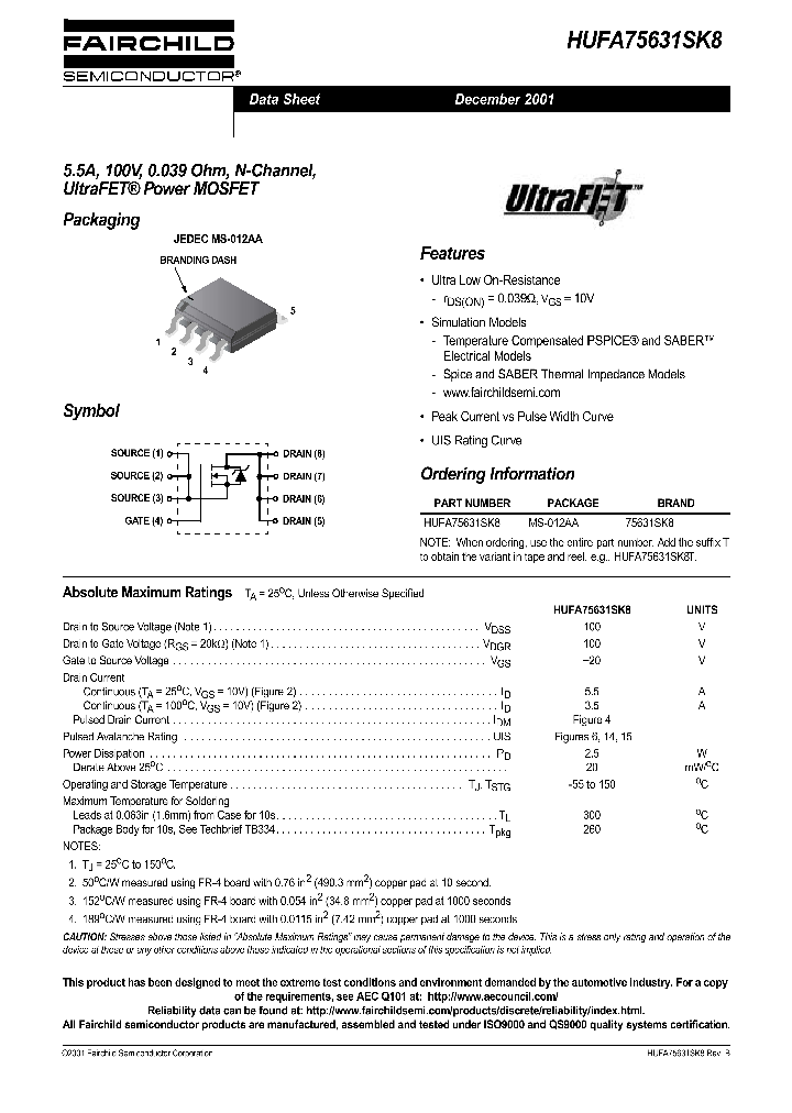 HUFA75631SK8_804301.PDF Datasheet Download --- IC-ON-LINE