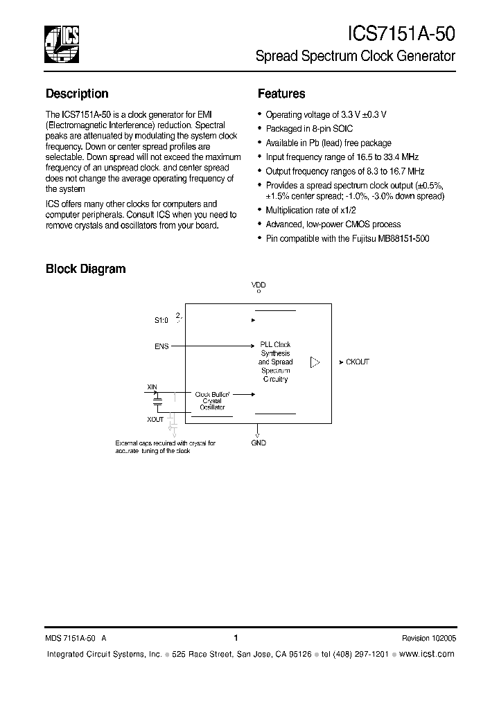 ICS7151A_857971.PDF Datasheet Download --- IC-ON-LINE
