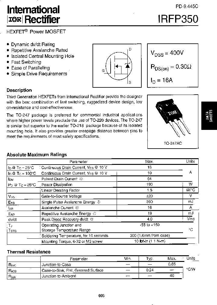 IRFP350_773632.PDF Datasheet Download --- IC-ON-LINE