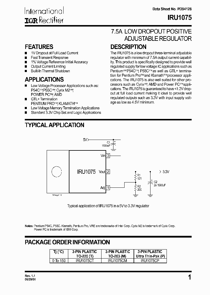 IRU1075CM_718931.PDF Datasheet Download --- IC-ON-LINE