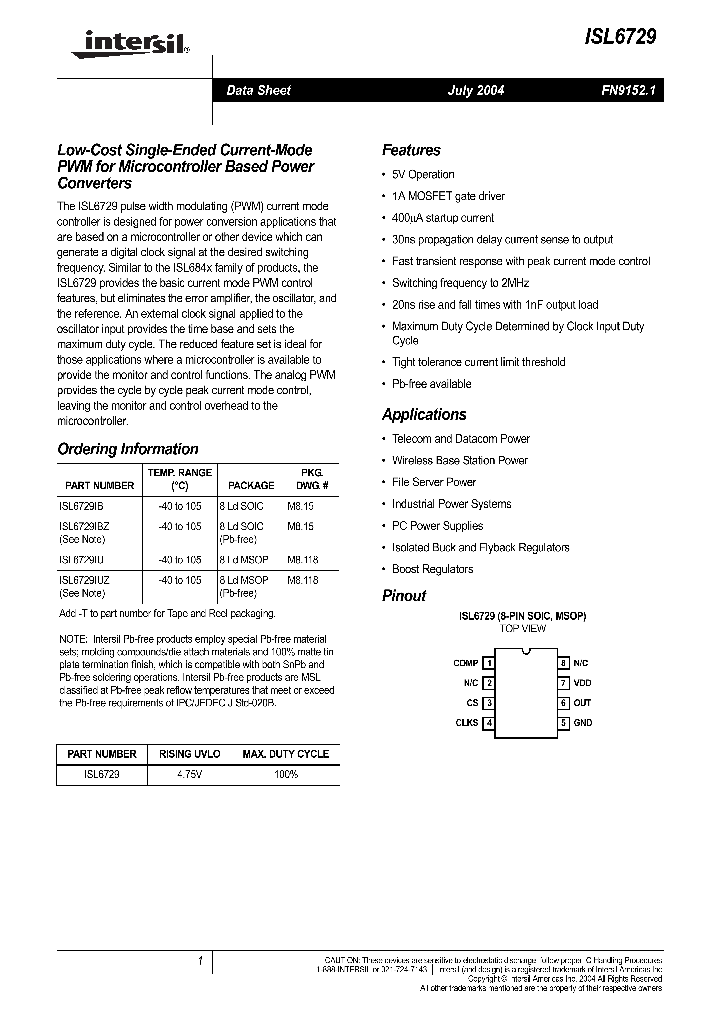 ISL6729_706196.PDF Datasheet Download --- IC-ON-LINE