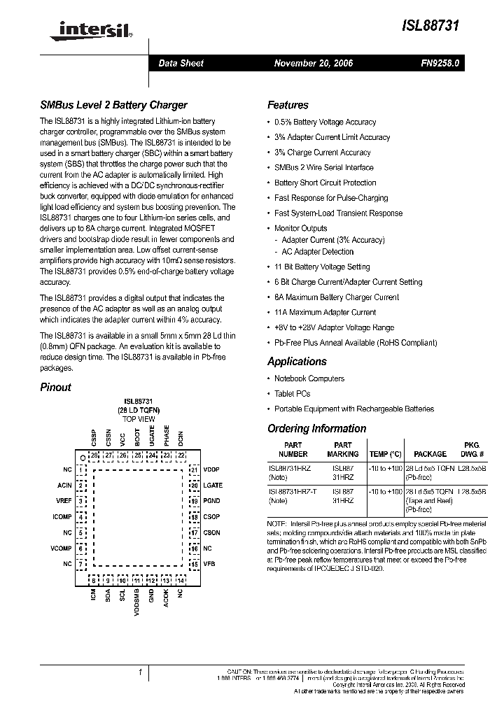 ISL88731HRZ-T_704832.PDF Datasheet Download --- IC-ON-LINE