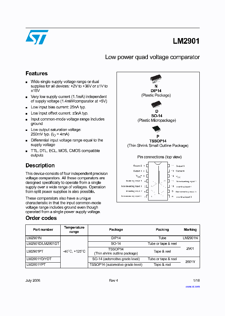 LM2901DLM2901DT_740396.PDF Datasheet Download --- IC-ON-LINE