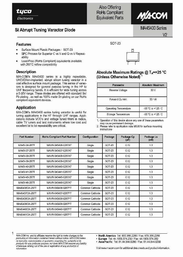 MA45400_830141.PDF Datasheet Download --- IC-ON-LINE