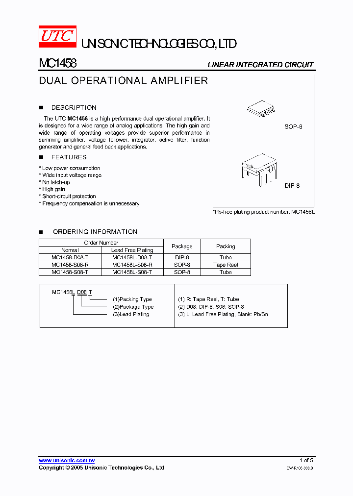 MC1458_600372.PDF Datasheet Download --- IC-ON-LINE