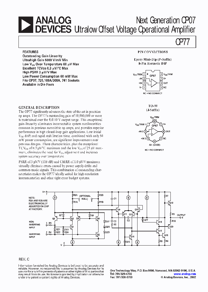 OP77AJ883C_859272.PDF Datasheet Download --- IC-ON-LINE