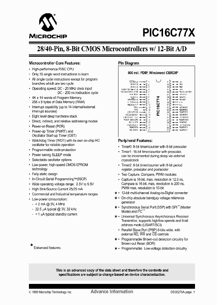 PIC16LC773-04IPT_849164.PDF Datasheet Download --- IC-ON-LINE