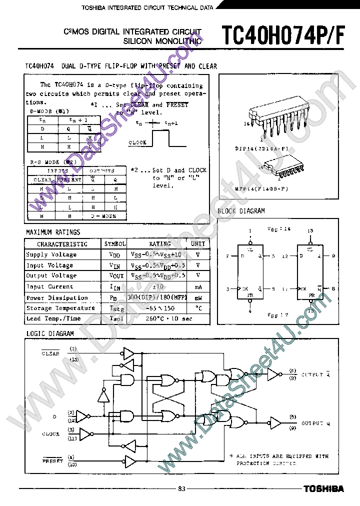 TC40H074P_909881.PDF Datasheet Download --- IC-ON-LINE