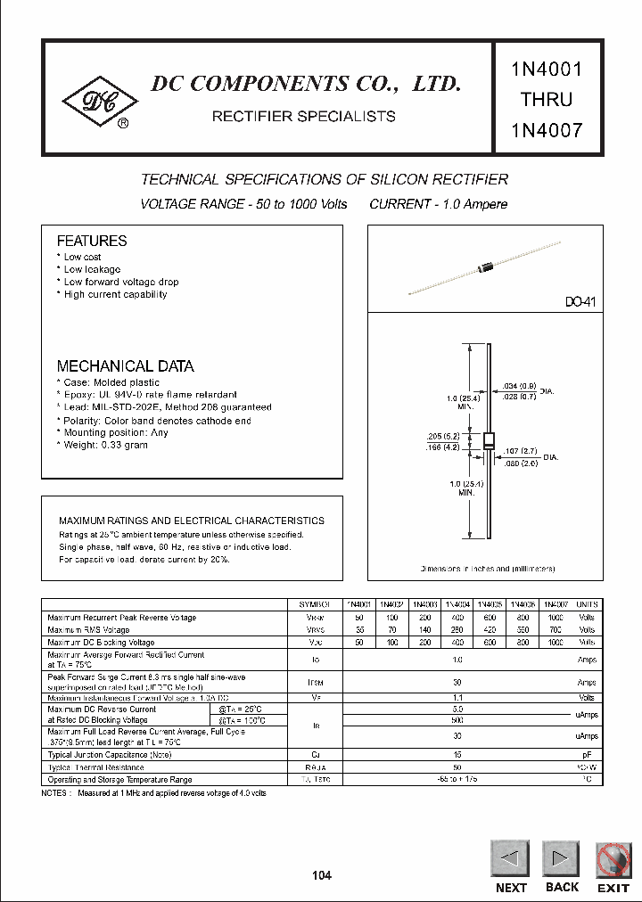 1N4001_1125987.PDF Datasheet Download --- IC-ON-LINE